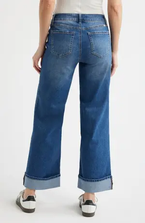 1822 Denim High-waist Cuffed Wide-leg Jeans