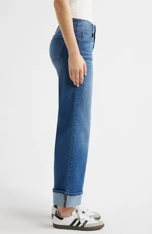 1822 Denim High-waist Cuffed Wide-leg Jeans