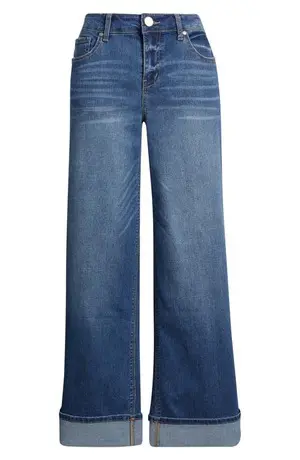 1822 Denim High-waist Cuffed Wide-leg Jeans