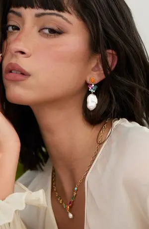 Nadri Frieda Cubic Zirconia & Freshwater Pearl Drop Earrings