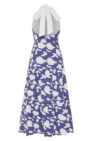 MILLY Hayden Floral Embroidered Halter Midi Dress