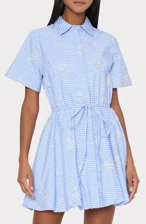 MILLY Willa Stripe Sequin Embellished Mini Dress