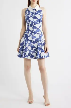 MILLY Maxine Floral Embroidered Mini Dress - Blue/white
