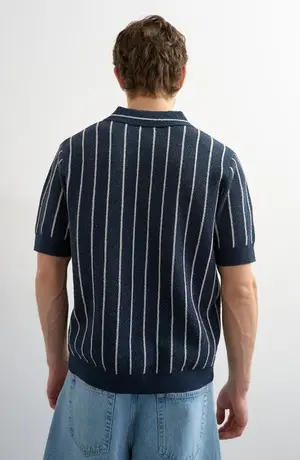 Topman Lower East Side Johnny Collar Jacquard Polo Sweater