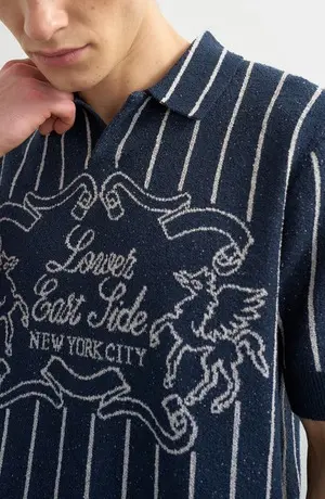 Topman Lower East Side Johnny Collar Jacquard Polo Sweater