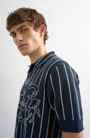 Topman Lower East Side Johnny Collar Jacquard Polo Sweater