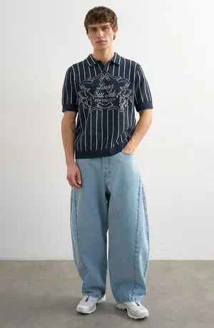 Topman Lower East Side Johnny Collar Jacquard Polo Sweater