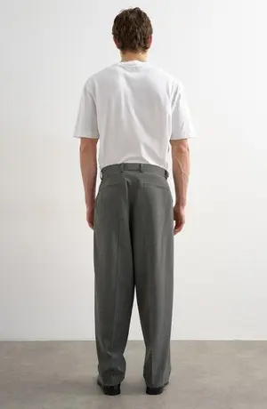 Topman Pinstripe Straight Leg Trousers