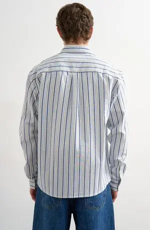 Topman Relaxed Fit Stripe Cotton Button-down Oxford Shirt