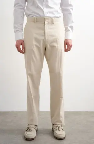 Topman Linen Blend Straight Leg Pants - Stone