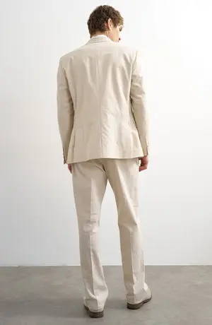 Topman Linen Blend Straight Leg Pants - Stone