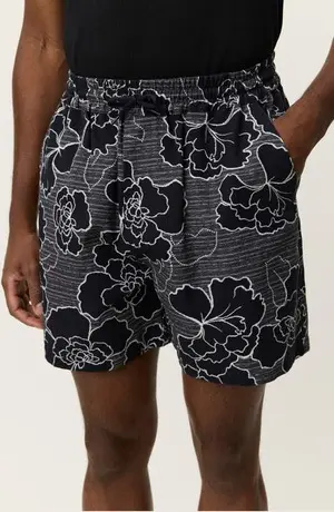 LES DEUX Charlie Poppy Pattern Knit Drawstring Shorts