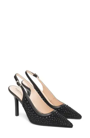 NEROGIARDINI Embellished Slingback Pointed Toe Pump - Black