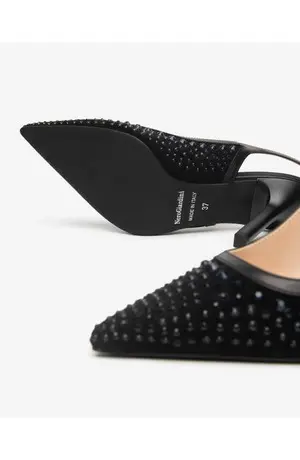 NEROGIARDINI Embellished Slingback Pointed Toe Pump - Black