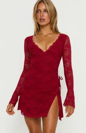 Princess Polly Airaella Long Sleeve Lace Mini Dress