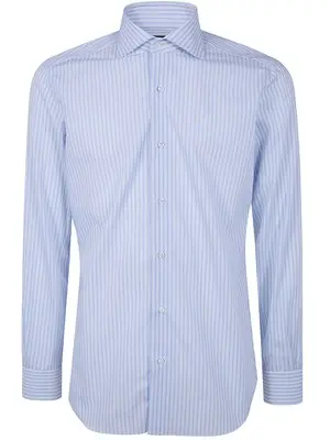 BARBA NAPOLI Classic Popeline "bacchetta Spaziata" Shirt - White
