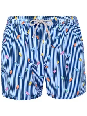 MC2 SAINT BARTH Lighting Micro Fantasy Icicle Stripes Swim Shorts - Blue
