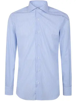 BARBA NAPOLI Classic Popeline "bacchetta Spaziata" Shirt - Blue