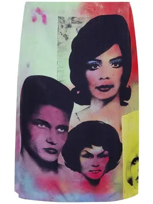 Versace Silk Twill Skirt With 'the Party' Print