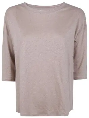 Majestic International Three Quarter Sleeve T-shirt - Brown