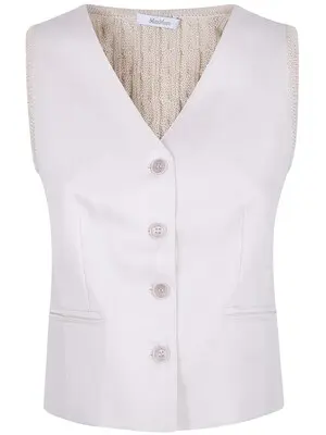 Max Mara Calibri Linen Knit Crop Gilet - Beige