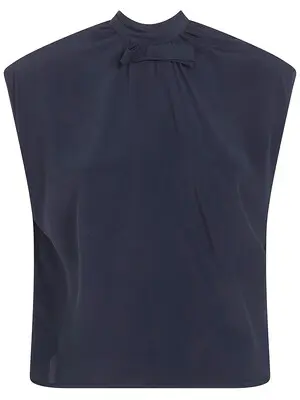 DRHOPE Silk Blend Bow Blouse - Black