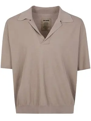 UMA WANG Short "rib Crepe" Polo - Brown