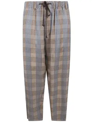 UMA WANG Gorlitz' Plaid Viscose Trousers - Blue