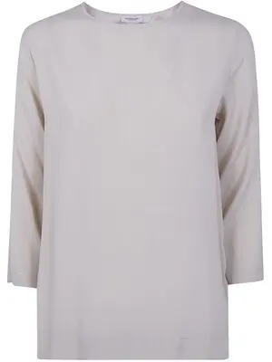 Rossopuro 3/4 Sleeve Silk Blouse - Brown