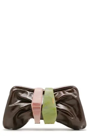Cult Gaia Julita Leather Frame Clutch - Luwak