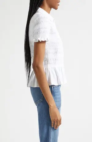 Veronica Beard Ellisandra Shirred Peplum Top