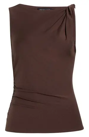 Veronica Beard Otessa Twist Shoulder Top - Dark Mocha