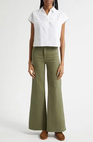 Veronica Beard Nestor Button-up Crop Top - White