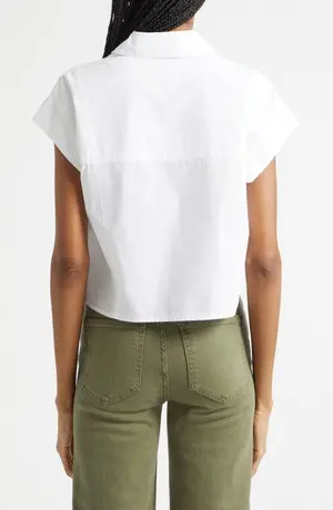 Veronica Beard Nestor Button-up Crop Top - White