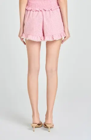 WAYF Emma Ruffle Lace Trim Shorts - Pink