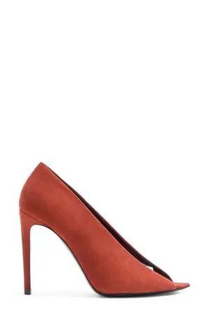 Valentino Garavani Open Toe Révélé Suede Pumps - Rust