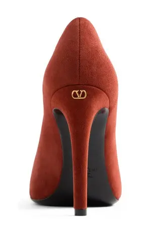 Valentino Garavani Open Toe Révélé Suede Pumps - Rust