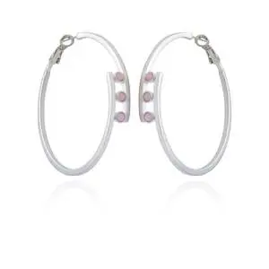 Vince Camuto Silvertone Tri Crystal Stone Hoop Earrings - Silver Tone