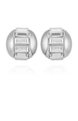 Vince Camuto Baguette Crystal Stud Earrings - Silver Tone