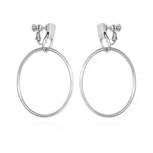 Vince Camuto Drop Hoop Clip-on Earrings - Silver Tone