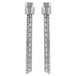 Vince Camuto Silvertone Mixed Chain Linear Tassel Dangle Drop Earrings