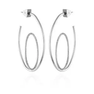 Vince Camuto Silvertone Orbital Double Hoop Earrings - Silver Tone