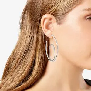 Vince Camuto Silvertone Orbital Double Hoop Earrings - Silver Tone