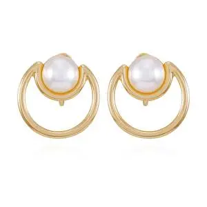 Vince Camuto Clip-on Earrings With Pearl - Gold Tone