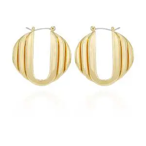 Vince Camuto Stacked Link Hoop Earrings - Gold Tone