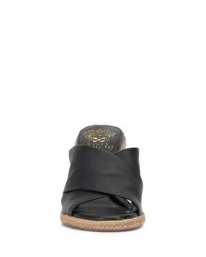 Vince Camuto Fisella Espadrille Wedge Sandal - Black Leather