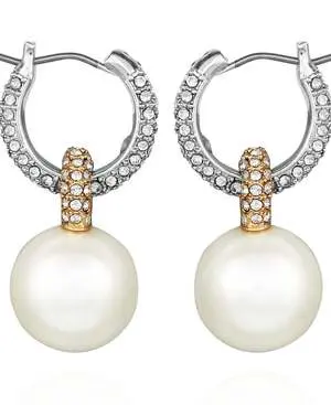 Vince Camuto Two-tone Pearl Drop Hoop Earrings