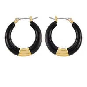Vince Camuto Enamel Hoop Earrings - Black Enamel