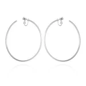 Vince Camuto Extra Large Hoop Clip On Earrings - Silver Tone