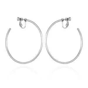 Vince Camuto Large Open Hoop Clip-on Earrings - Silver Tone